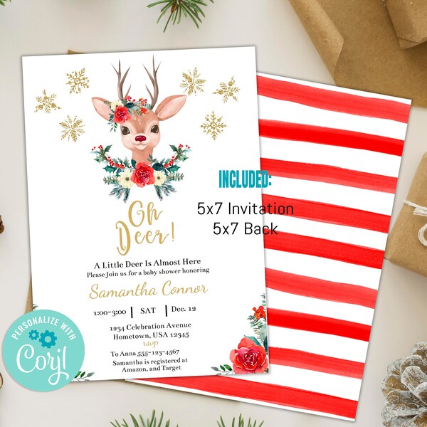 Reindeer Invite - Etsy