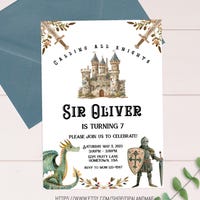 Knight and Dragon Watercolor Clipart, Castle Fairy Tale Dragons King ...