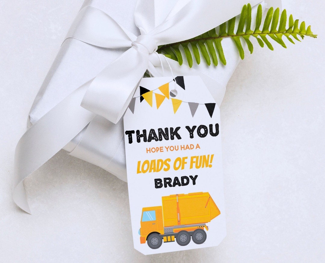 Construction Party Favor Tags - Dump Truck Builder Favor Tag ...