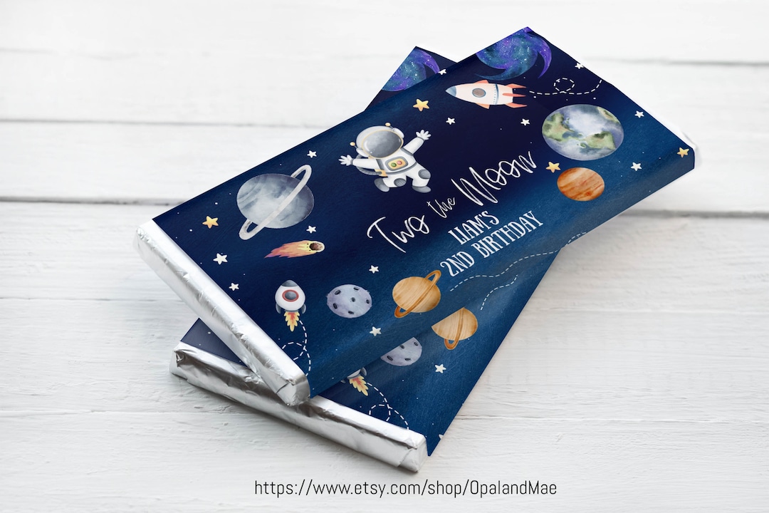 EDITABLE Outer Space Chocolate Bar Wrapper Planets Galaxy Birthday ...