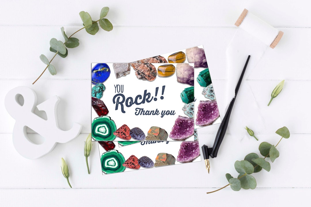 Geology Birthday Thank You Card, Rock Party Thank You, Rock Hunting ...