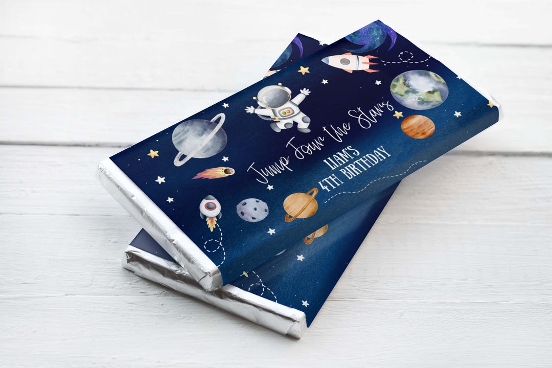 EDITABLE Outer Space Chocolate Bar Wrapper Planets Galaxy Boy 4th Candy ...