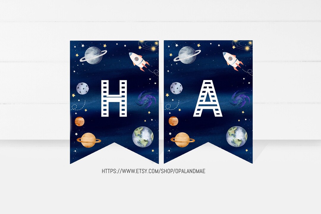 EDITABLE Space Birthday Banner, Space Birthday Party, First Trip Around ...