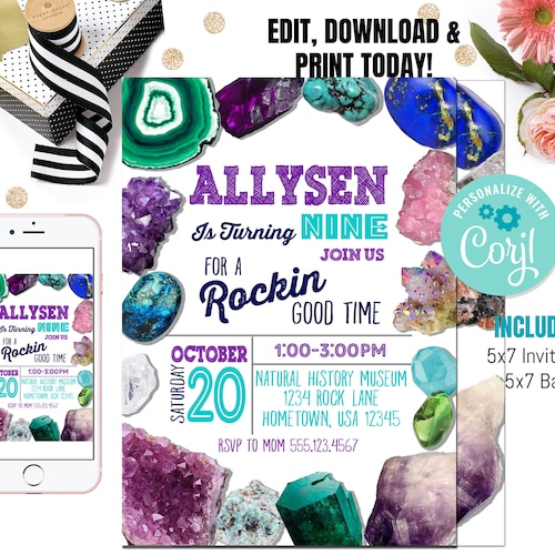 Geology Birthday Invitations Mining Invite Rock Hunt Mining - Etsy