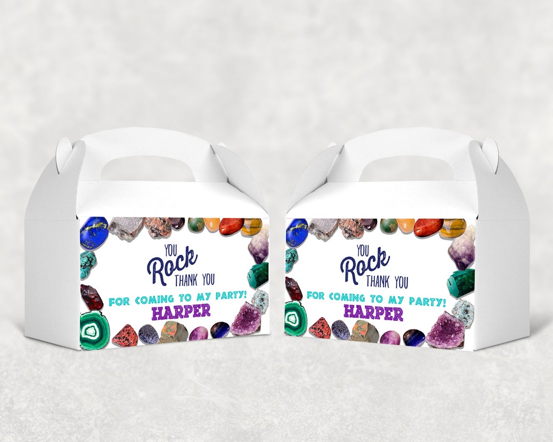 Editable Rock Party Geology Gable Box Rock Mining Birthday Gift Box ...