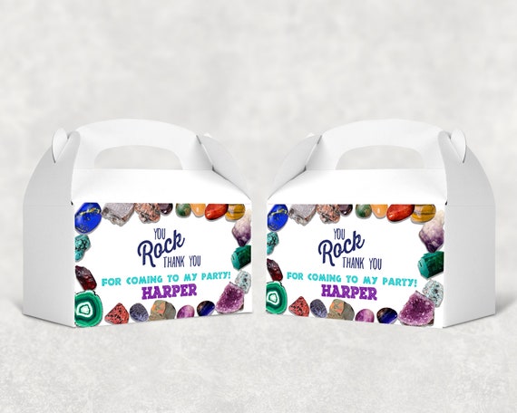 Editable Rock Party Geology Gable Box Rock Mining Birthday Gift Box ...