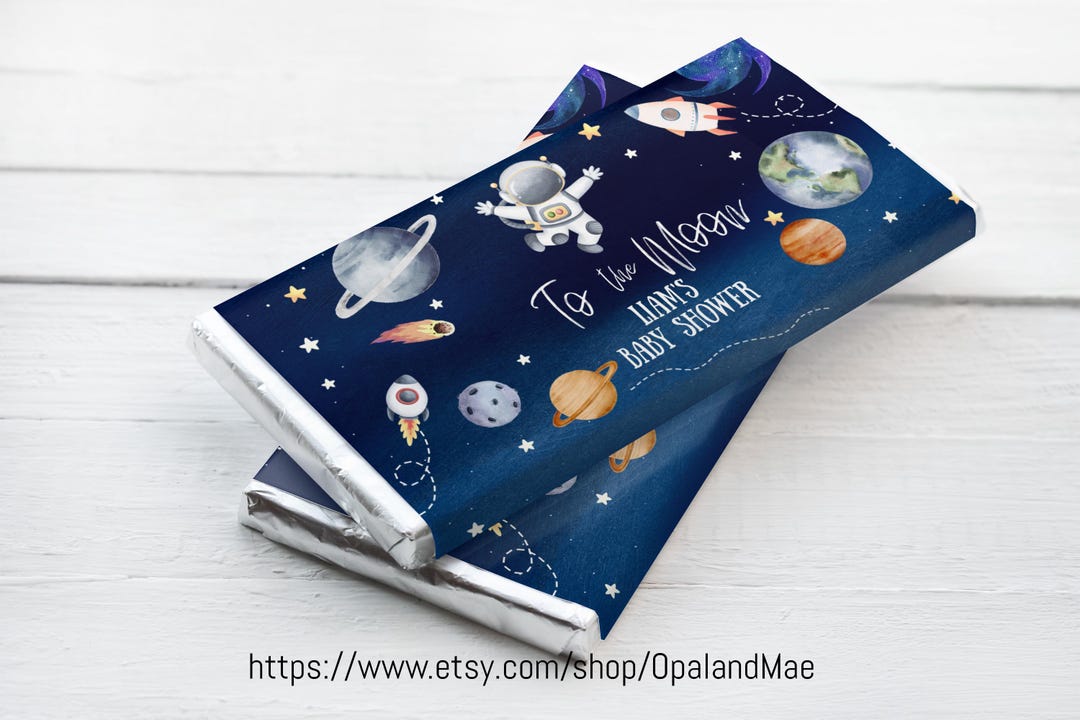EDITABLE Outer Space Chocolate Bar Wrapper Planets Galaxy Baby Boy ...