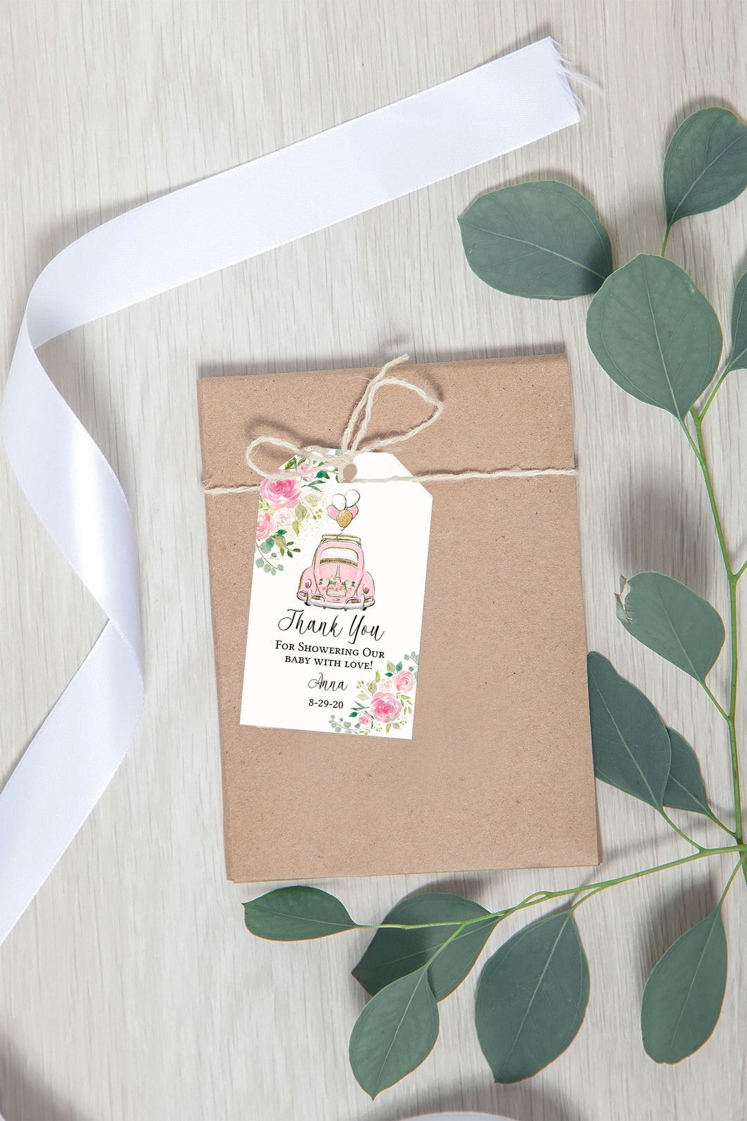 Editable Drive Through Baby Shower Favor Tag, Pink Floral Drive Through ...