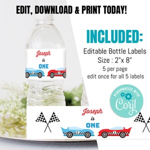 EDITABLE Race Car Party Favor Tags, Thank You Tags, Gift Tags, Birthday Favor Printable ...