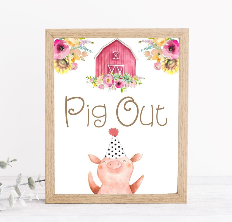 Pig Out Sign Farm Animals Birthday Decorations Barnyard | Etsy