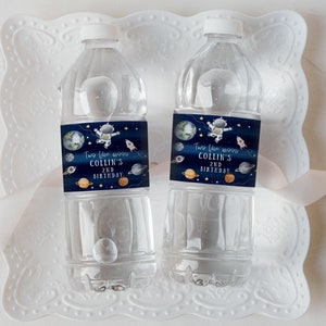 Editable Outer Space Water Bottle Label, Two the Moon, Space Water ...