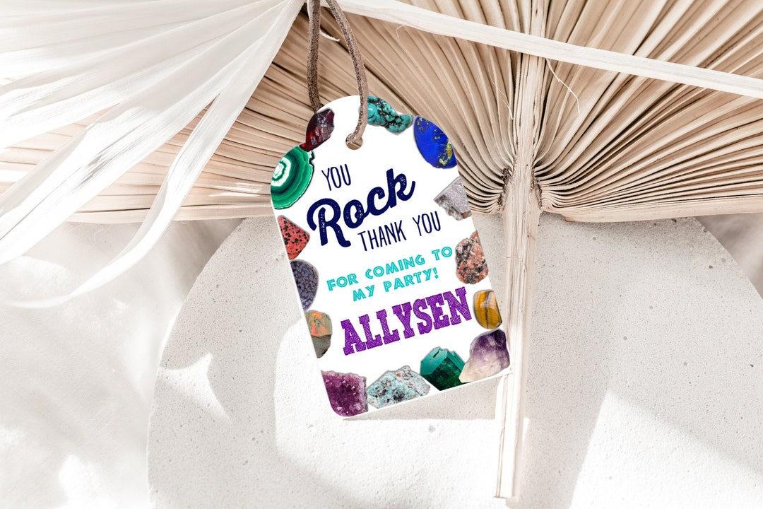 Editable Thank You Favor Tags, Printable Rock Gem Party Favor Tag ...
