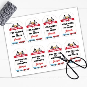 EDITABLE Race Car Party Favor Tags, Thank You Tags, Gift Tags, Birthday Favor Printable ...