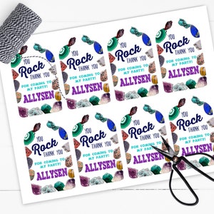 Editable Thank You Favor Tags, Printable Rock Gem Party Favor Tag ...