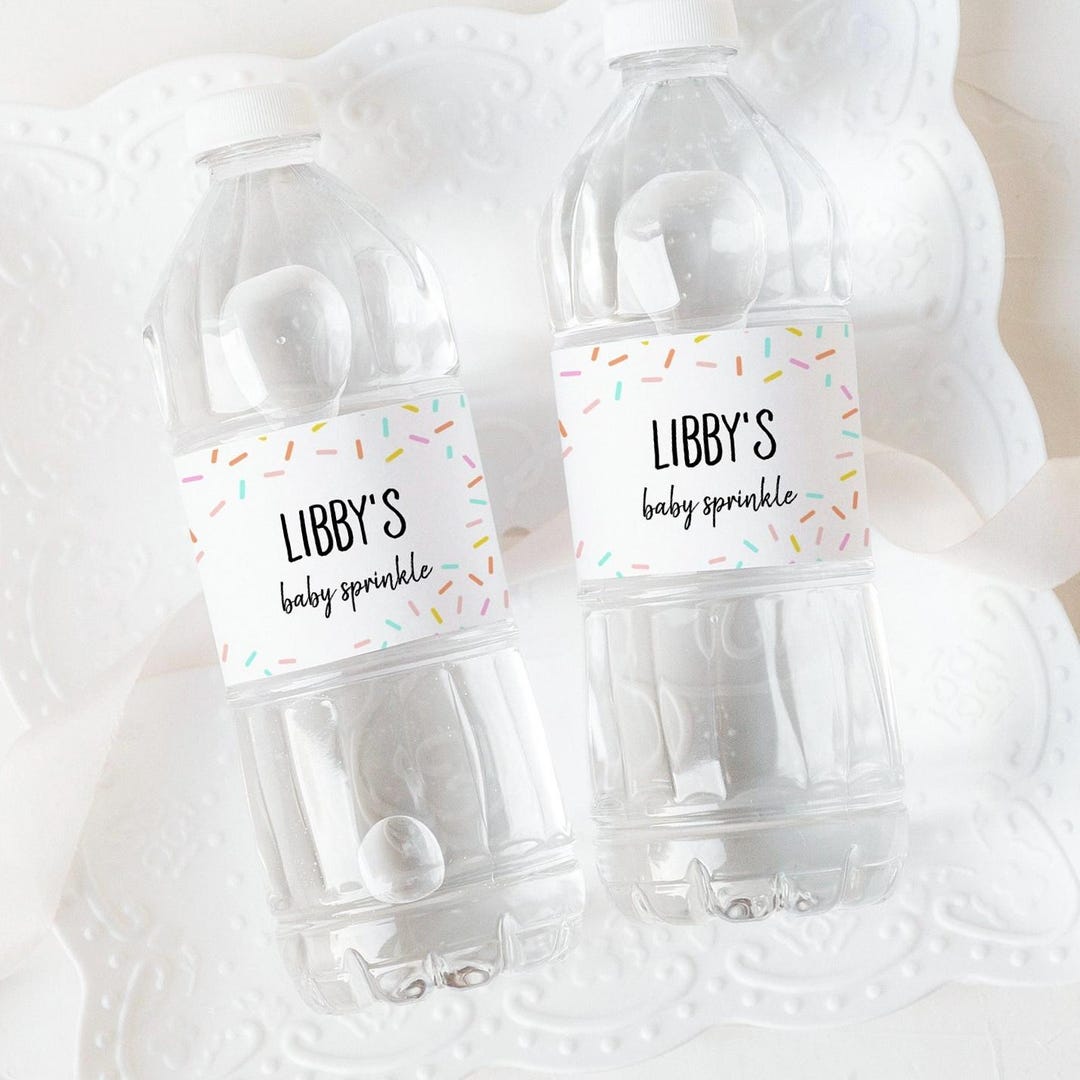 Editable Baby Sprinkle Water Bottle Labels Baby Shower Gender Neutral ...