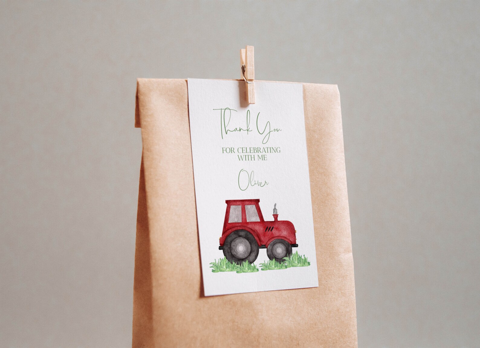 Red Tractor Birthday Party Tag, Editable Template, Farm Tractor ...