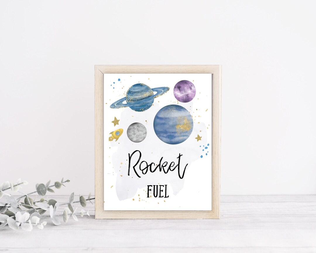 Rocket Fuel Space Party Sign Outer Space Birthday Sign Galaxy Party ...