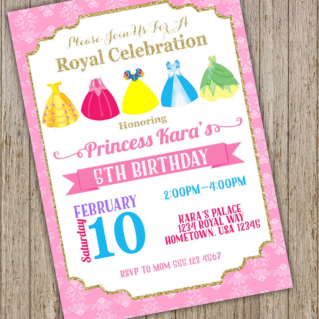 Princess Party Invitation, Princess Party, Princess Birthday Invitation ...