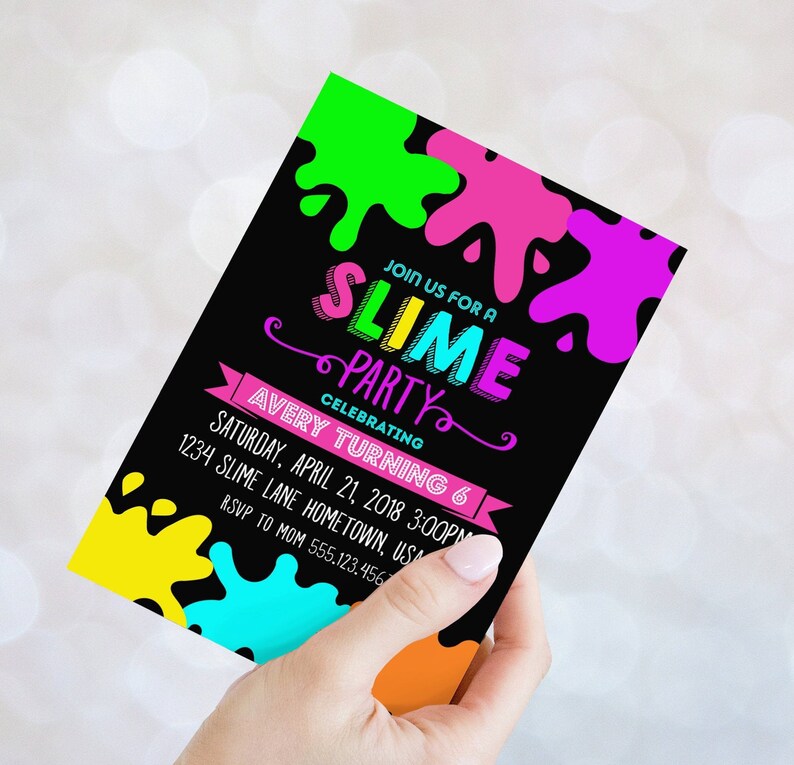 Slime Birthday Party Invitation Slime Invitation Slime - Etsy