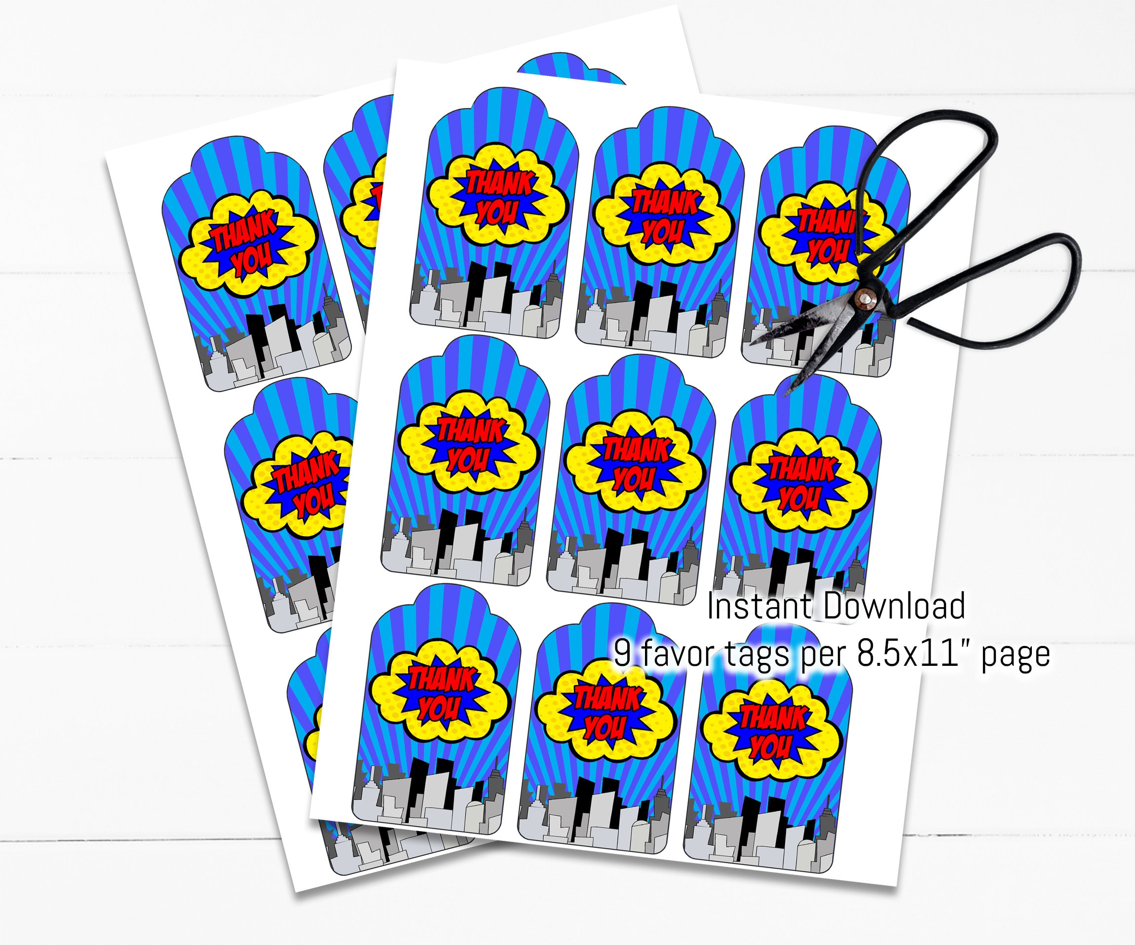 INSTANT DOWNLOAD Super Hero Printable Favor Tag Super Hero - Etsy