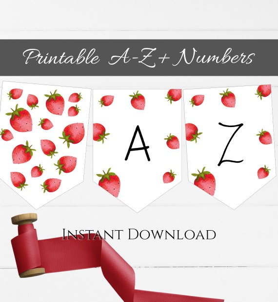 Strawberry Party Banner Strawberry Instant Download Birthday Banner ...