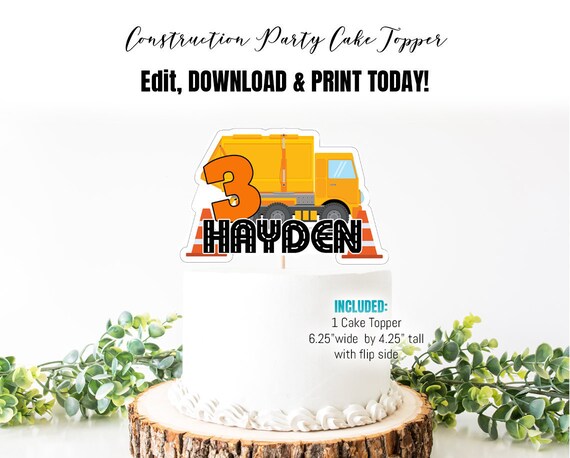 Construction dump truck Cake Topper, Construction Cake Toppers ...