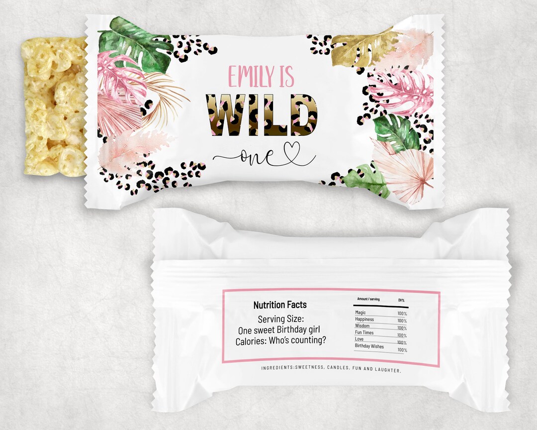 Editable Safari Leopard Print Birthday Rice Krispie Treat, Wild One ...