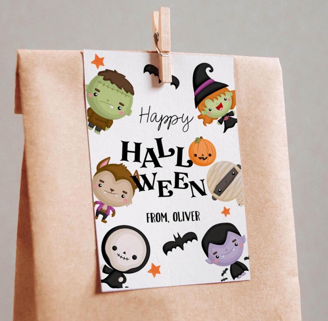 Editable Happy Halloween Gift Tags Trick or Treat Favor Tags Ghost ...