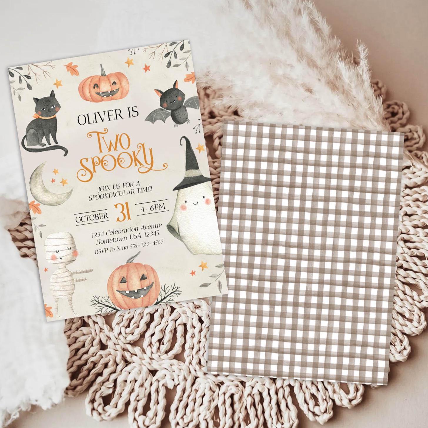 Editable Two Spooky Invite Halloween 2nd Birthday Invitation Boy 2nd ...