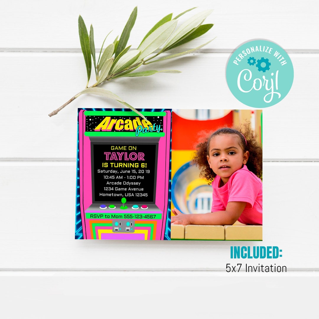 Arcade Birthday Invitation, Arcade Invitation, Gamer Invitation, Retro ...