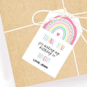 Editable Rainbow Favor Tag Pastel Rainbow Birthday Party Stickers ...