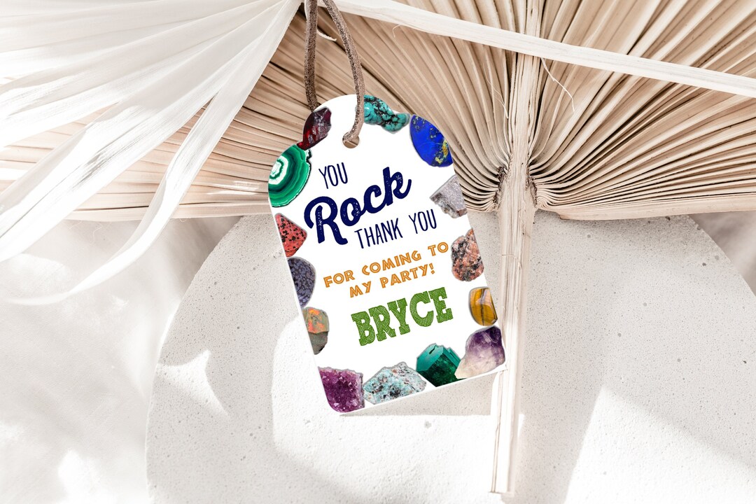 Editable Thank You Favor Tags, Printable Rock Gem Party Favor Tag ...