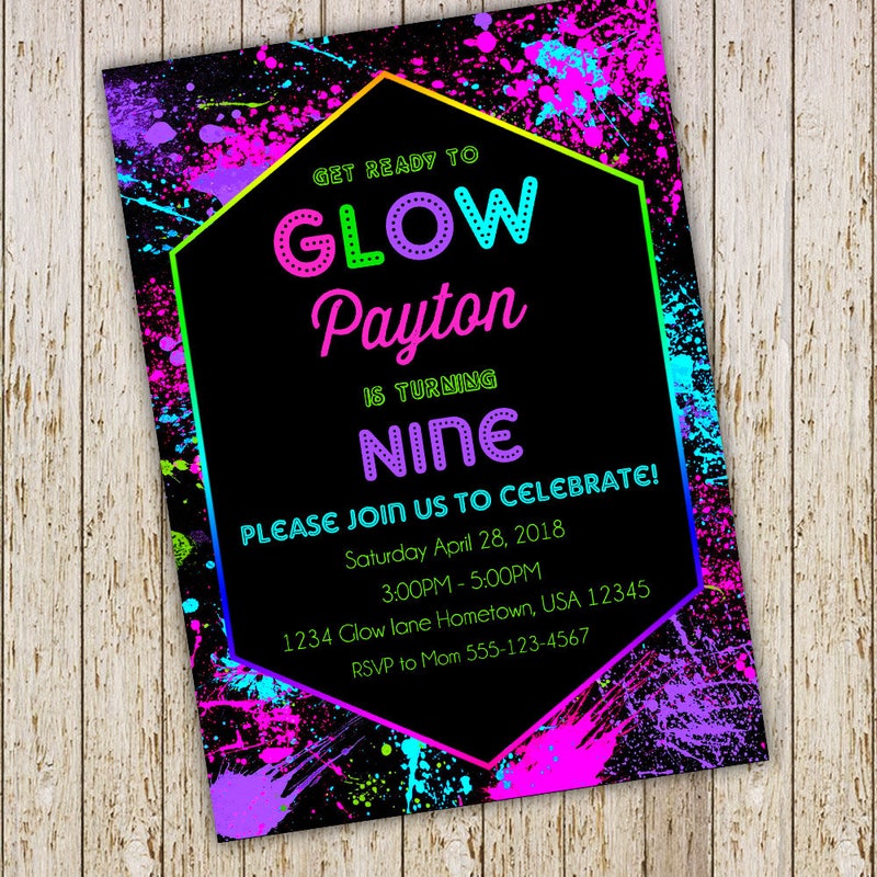 Neon Invitation - Etsy