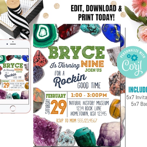 Geology Birthday Party Invitations Boys Geology Invitations - Etsy