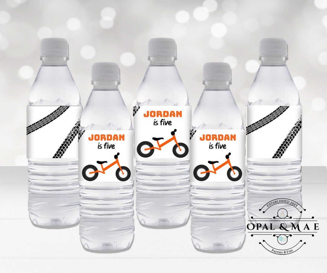 Editable Dirt Bike Bicycle Party Water Bottle Labels, Bicycle Party ...