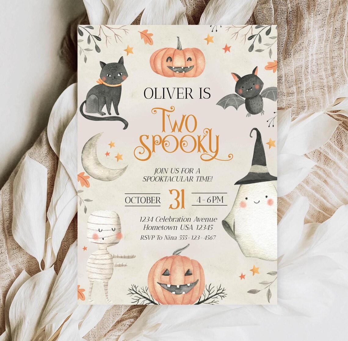 Editable Two Spooky Invite Halloween 2nd Birthday Invitation Boy 2nd ...