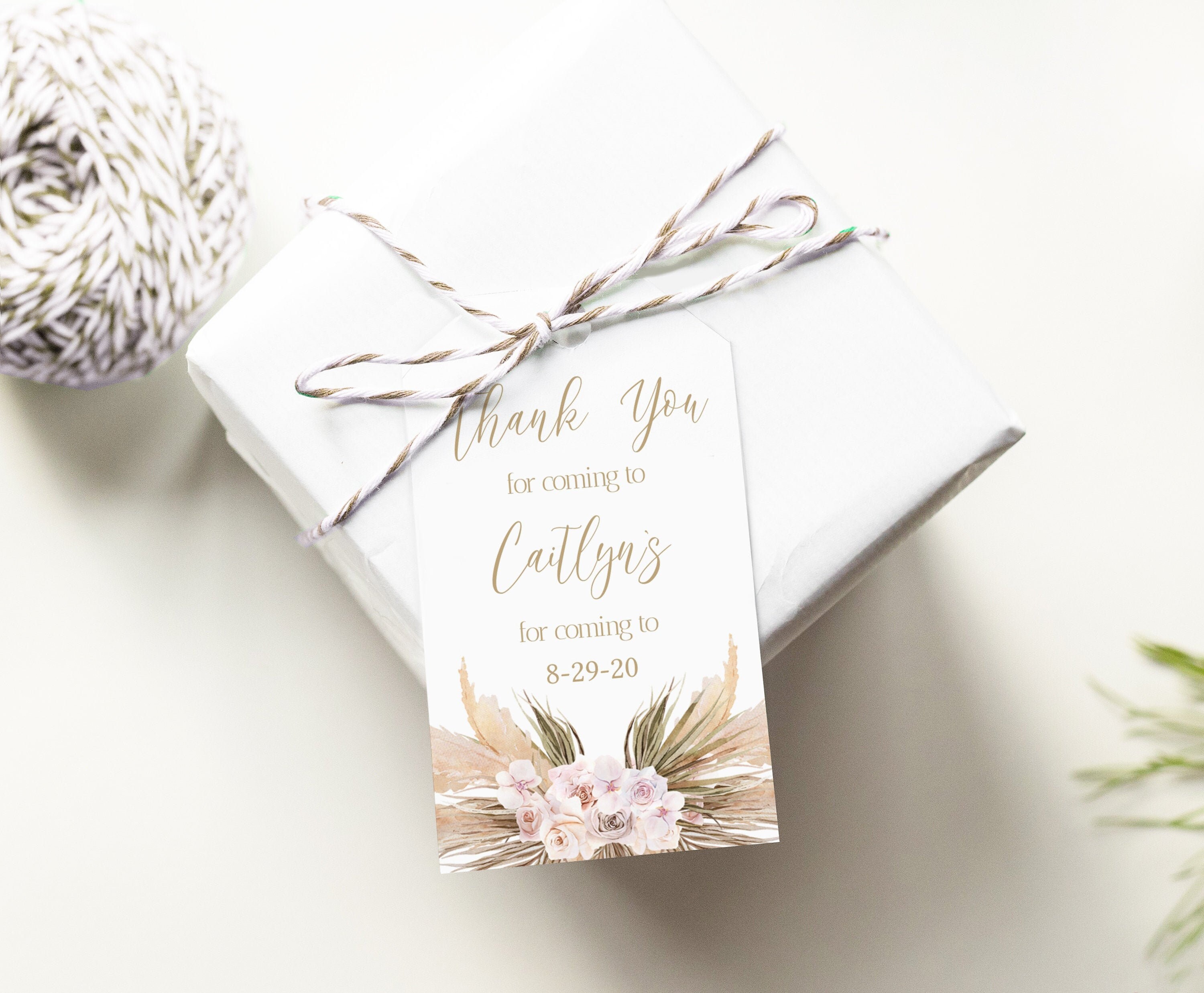 Editable Pampas Grass Favor Tag Bohemian Bridal Shower | Etsy