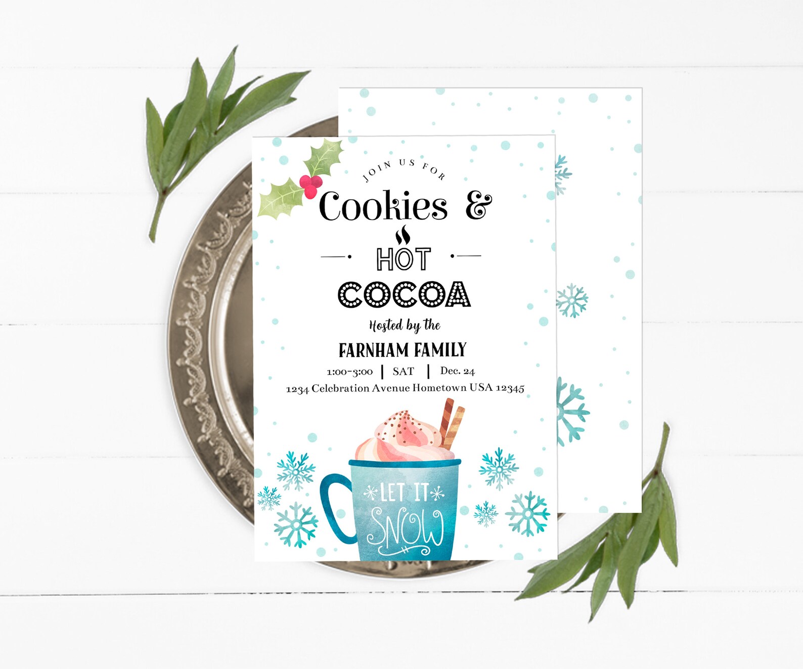 Editable Cookies and Cocoa Invitation Hot Cocoa Party | Etsy