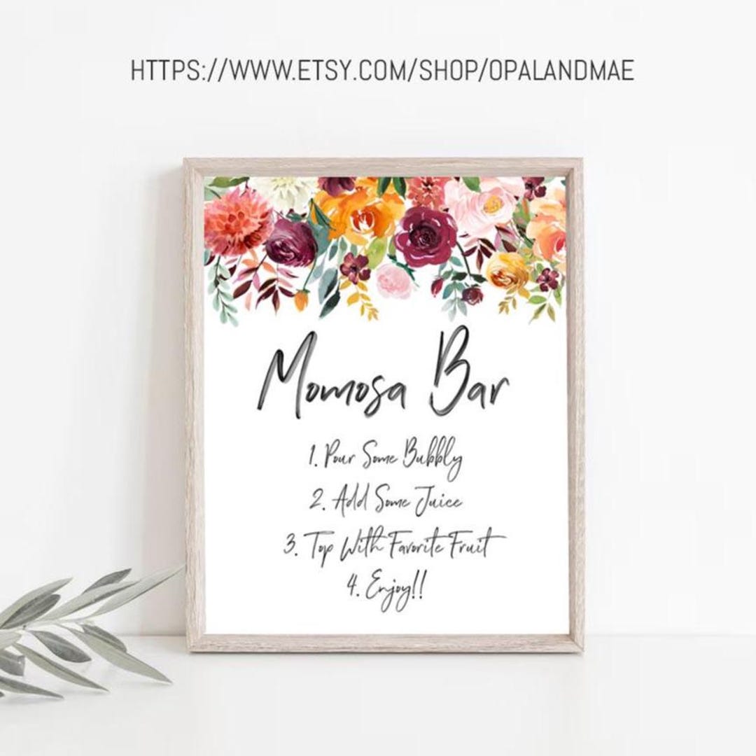 Wildflower Mimosa Bar Sign Printable Mimosa Bar Sign Floral Mimosa Bar ...