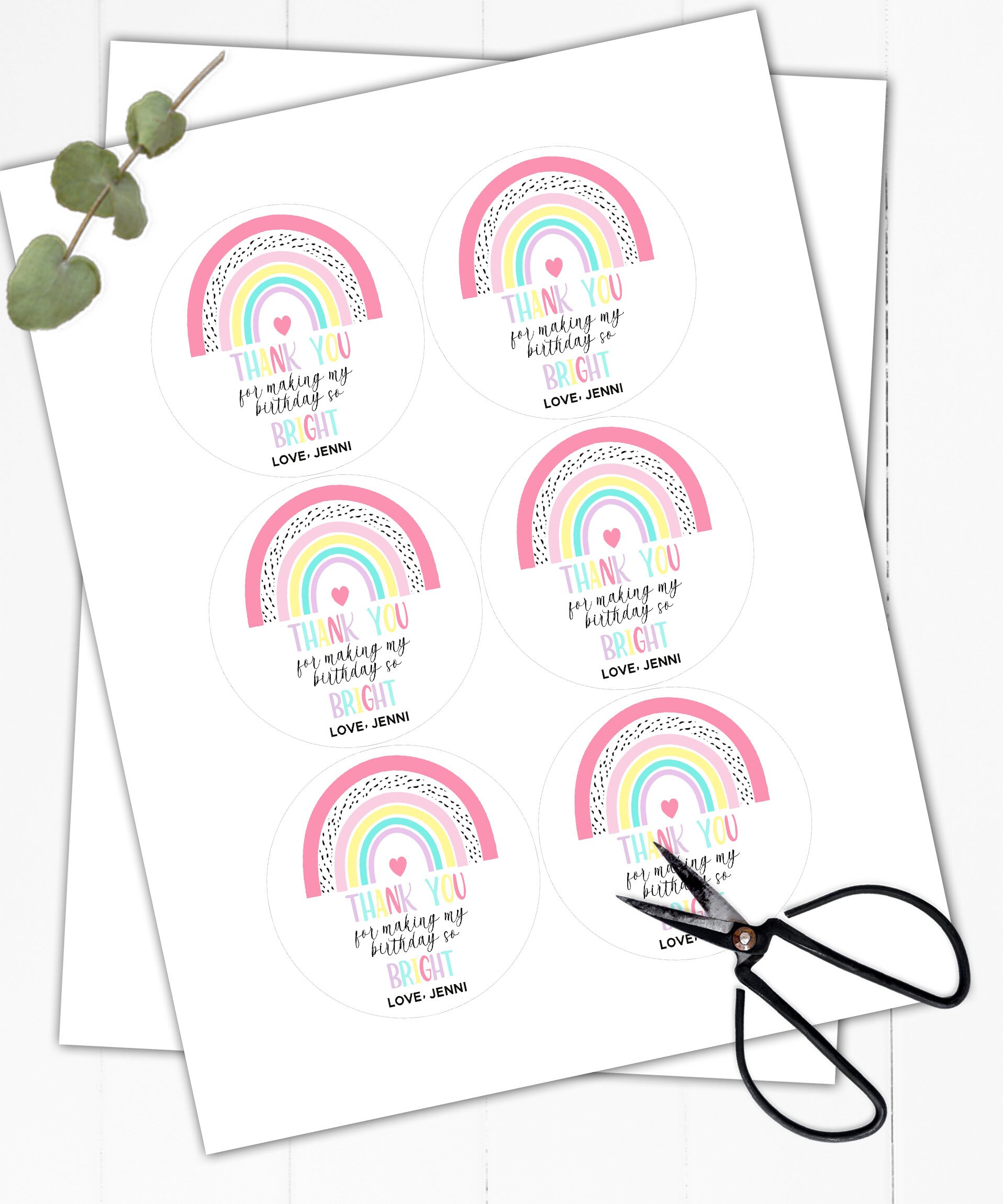 Editable Rainbow Favor Tag Pastel Rainbow Birthday Party - Etsy