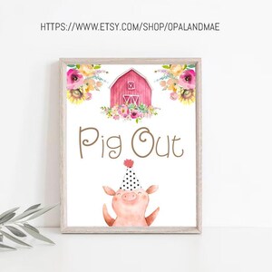 Pig Out Sign, Farm Animals Birthday Decorations, Barnyard Decor, Girl ...