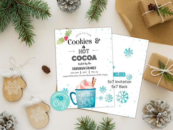 Editable Cookies and Cocoa Invitation Hot Cocoa Party Invitation ...