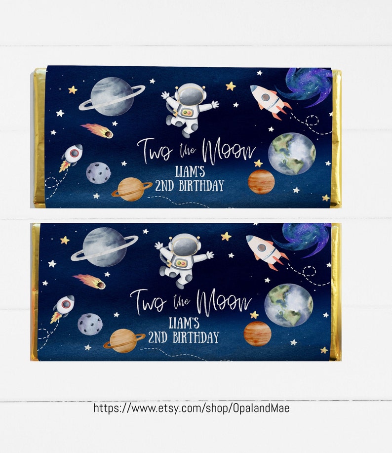 EDITABLE Outer Space Chocolate Bar Wrapper Planets Galaxy Birthday ...