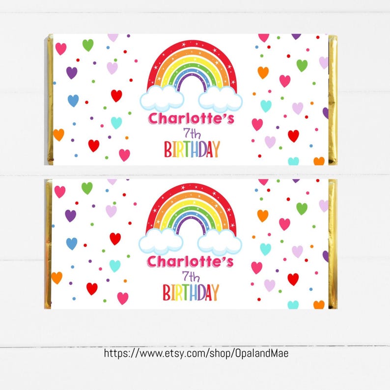 Editable Candy Bar Wrapper Rainbow, Birthday Candy Bar Wrapper, Rainbow ...