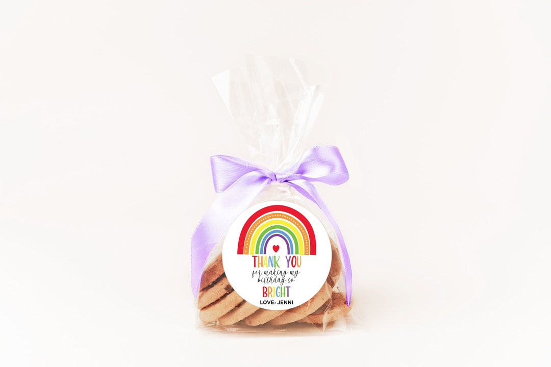 Editable Rainbow Favor Tag , Rainbow Birthday Party Stickers Rainbow ...