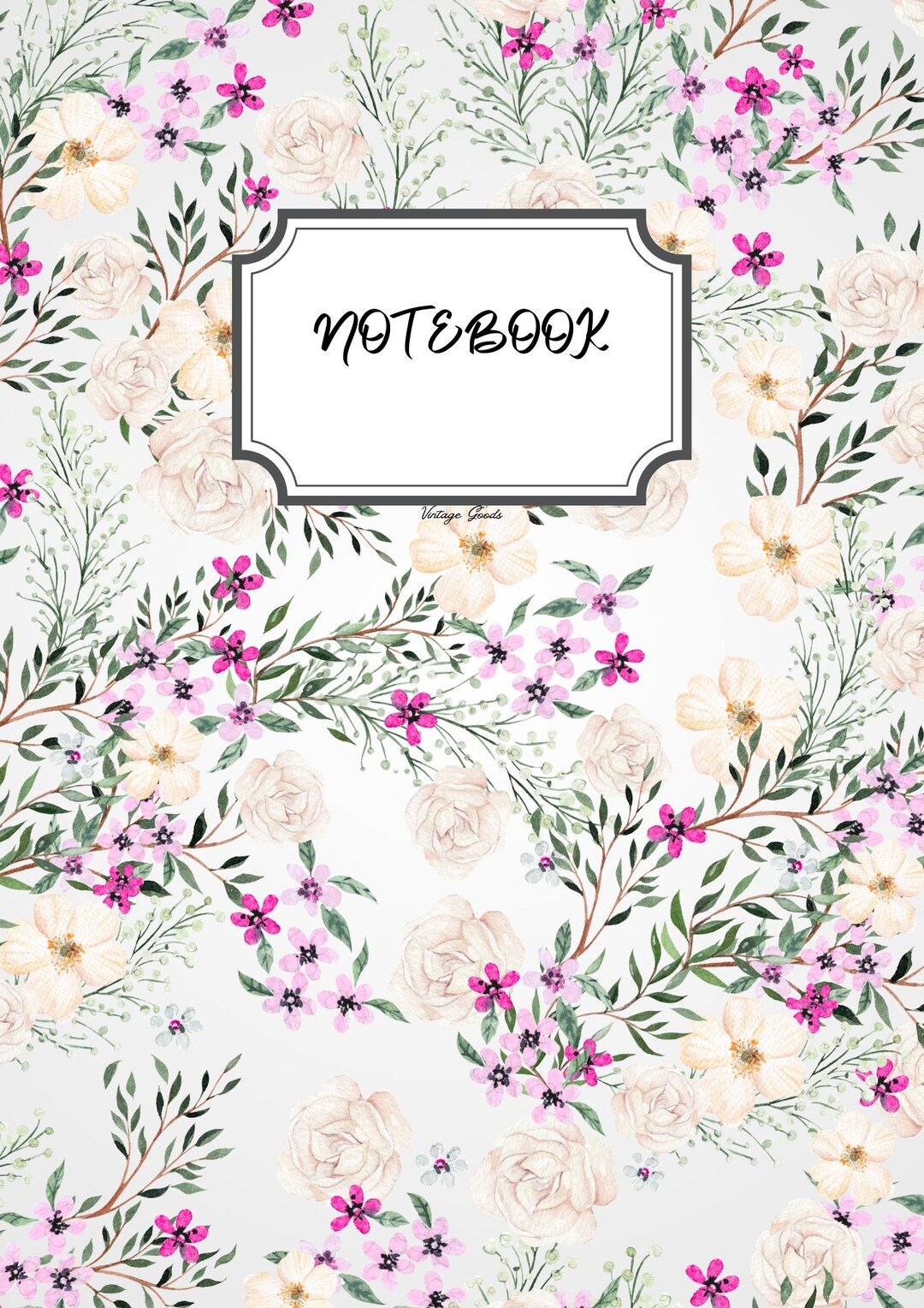 Digital Pink Flowers Notebook - Etsy