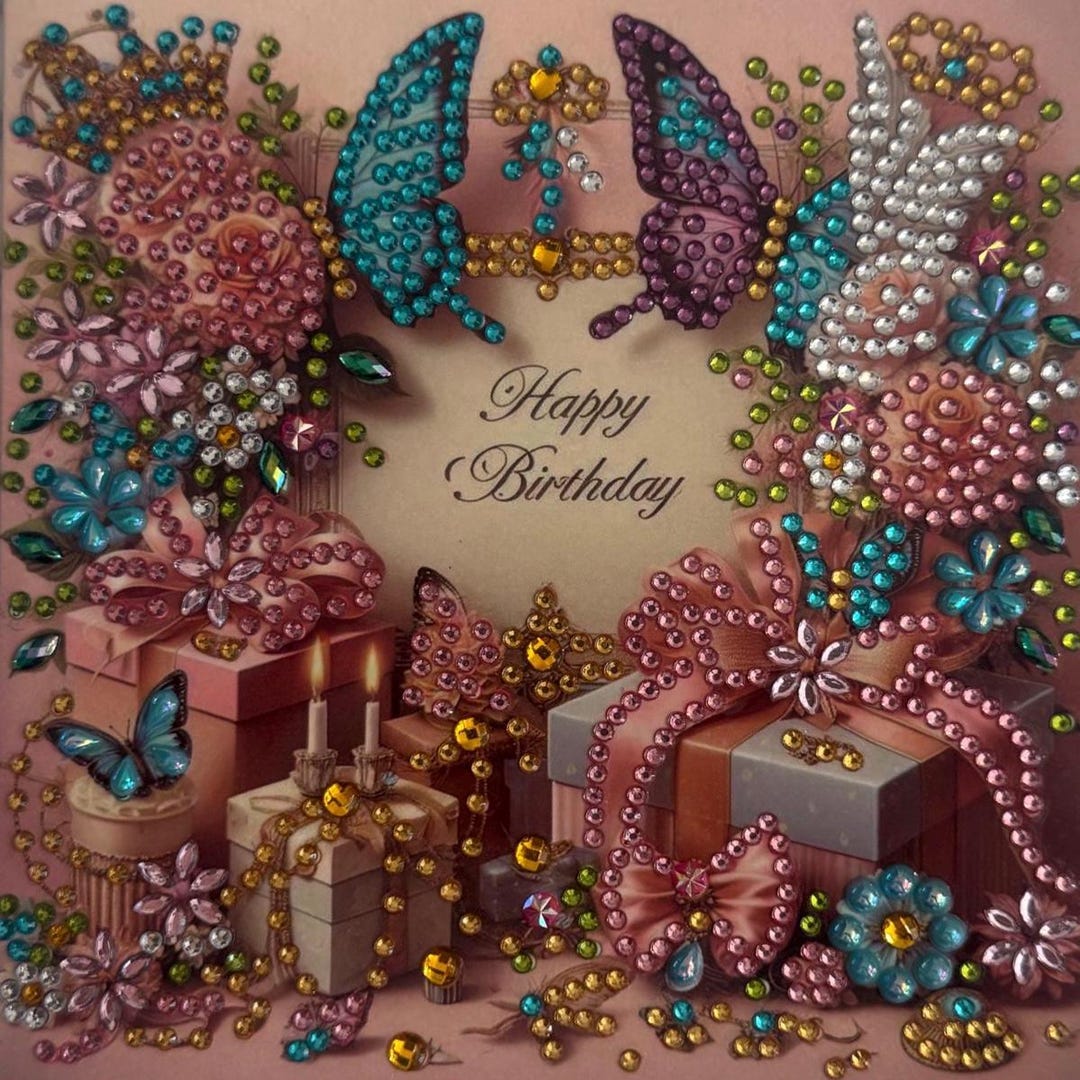 Happy Birthday Diamond Art Card - Etsy
