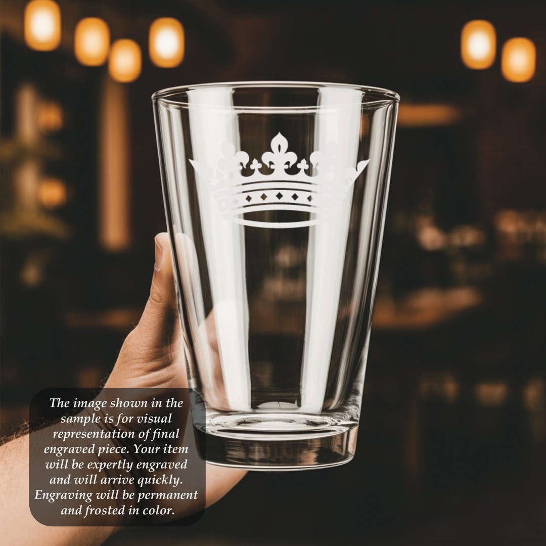 Crown #4 Pint Glass | 16 Ounce | Laser Engraved | Permanently Etched ...