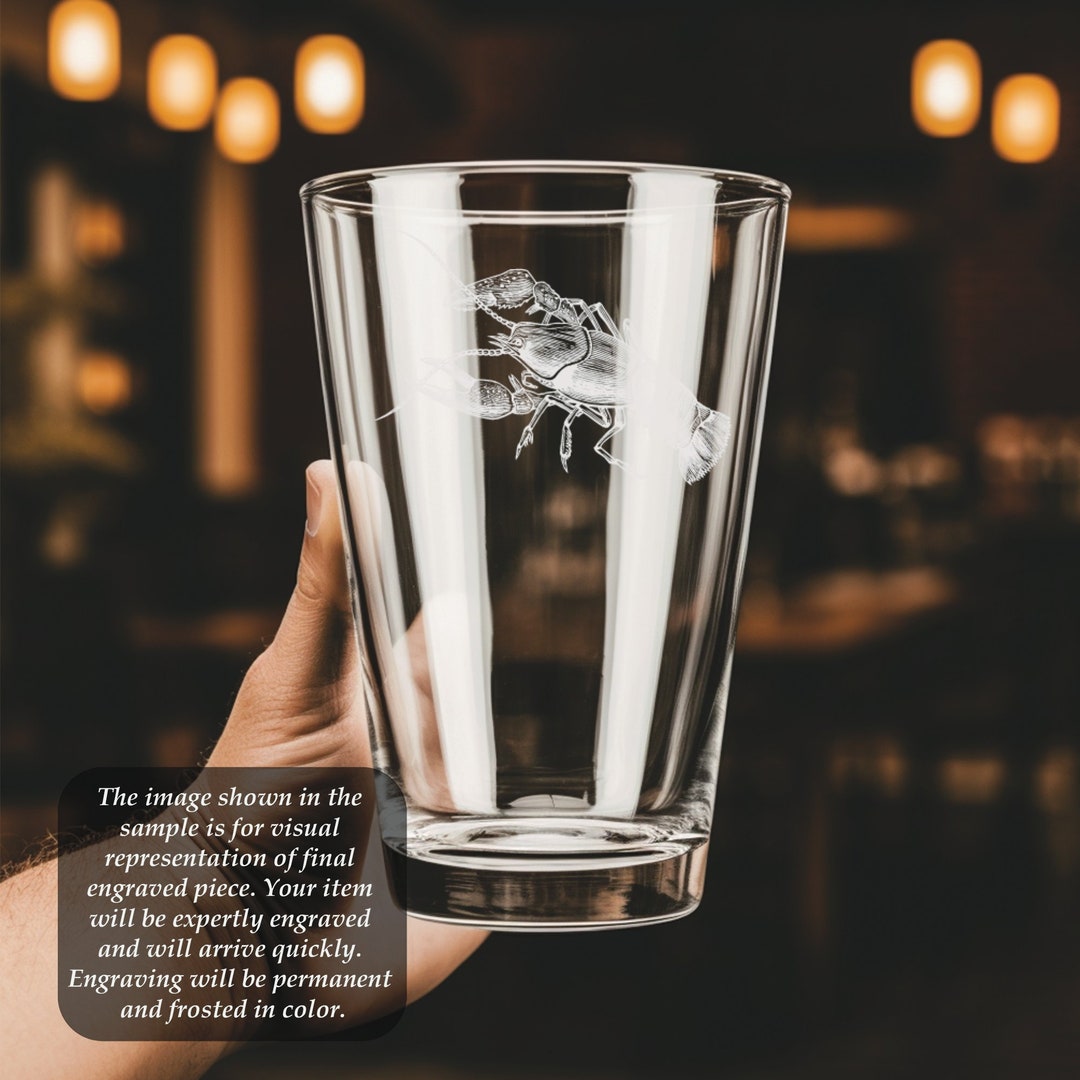 Crawfish Pint Glass | 16 Ounce | Laser Engraved | Permanently Etched ...