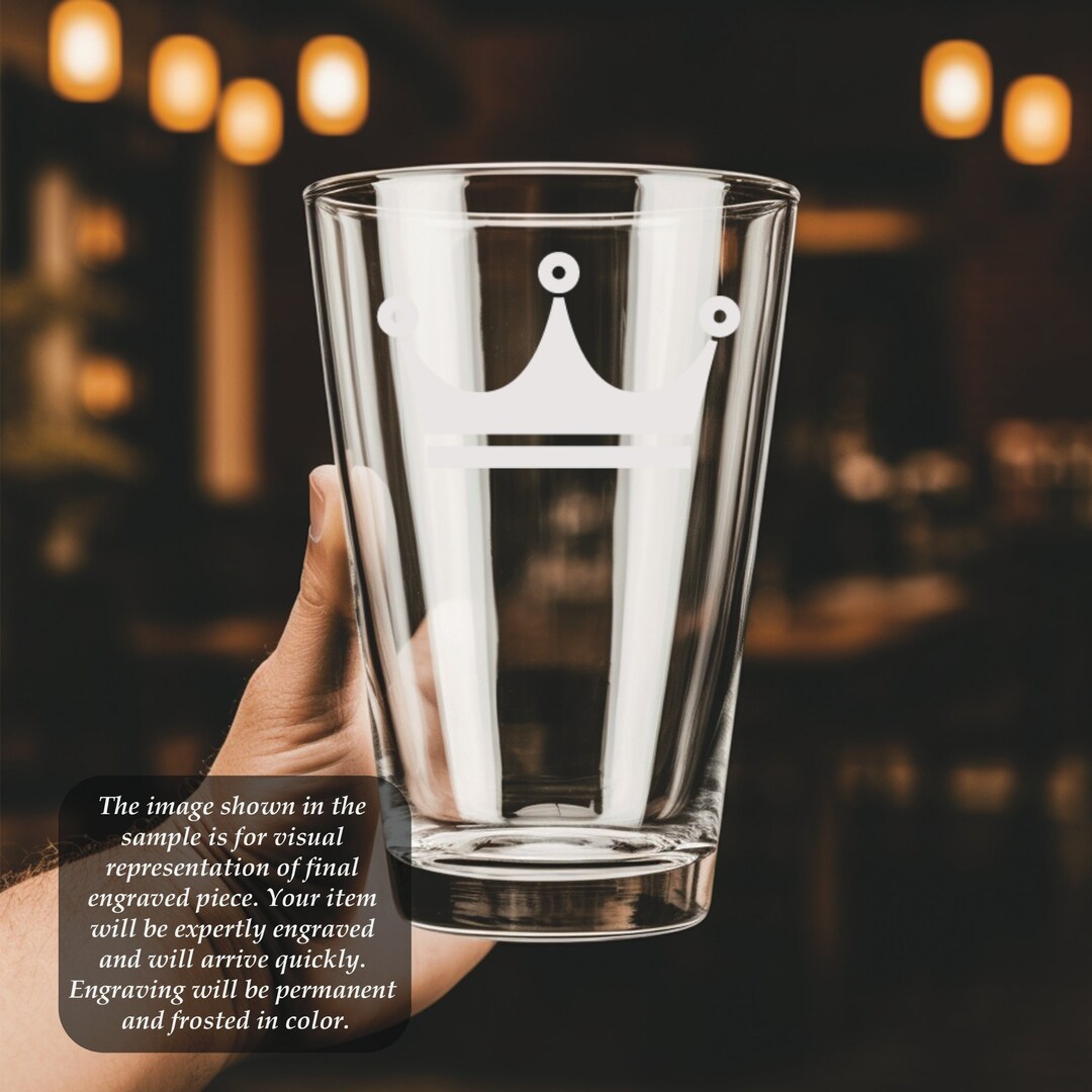 Crown #7 Pint Glass | 16 Ounce | Laser Engraved | Permanently Etched ...